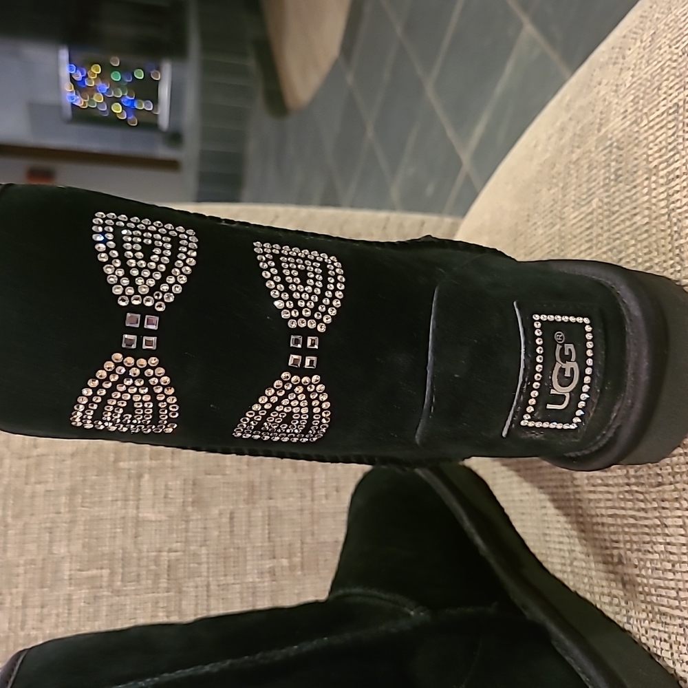 Ugg Black Classic Short Swarovski Bow Bling Boots Las… - Gem